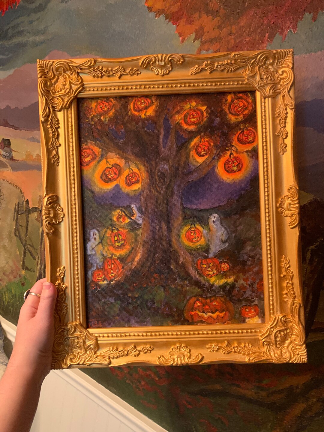 Haunted Halloween Tree 11x14 Inch Spooky Ghost Acrylic - Etsy