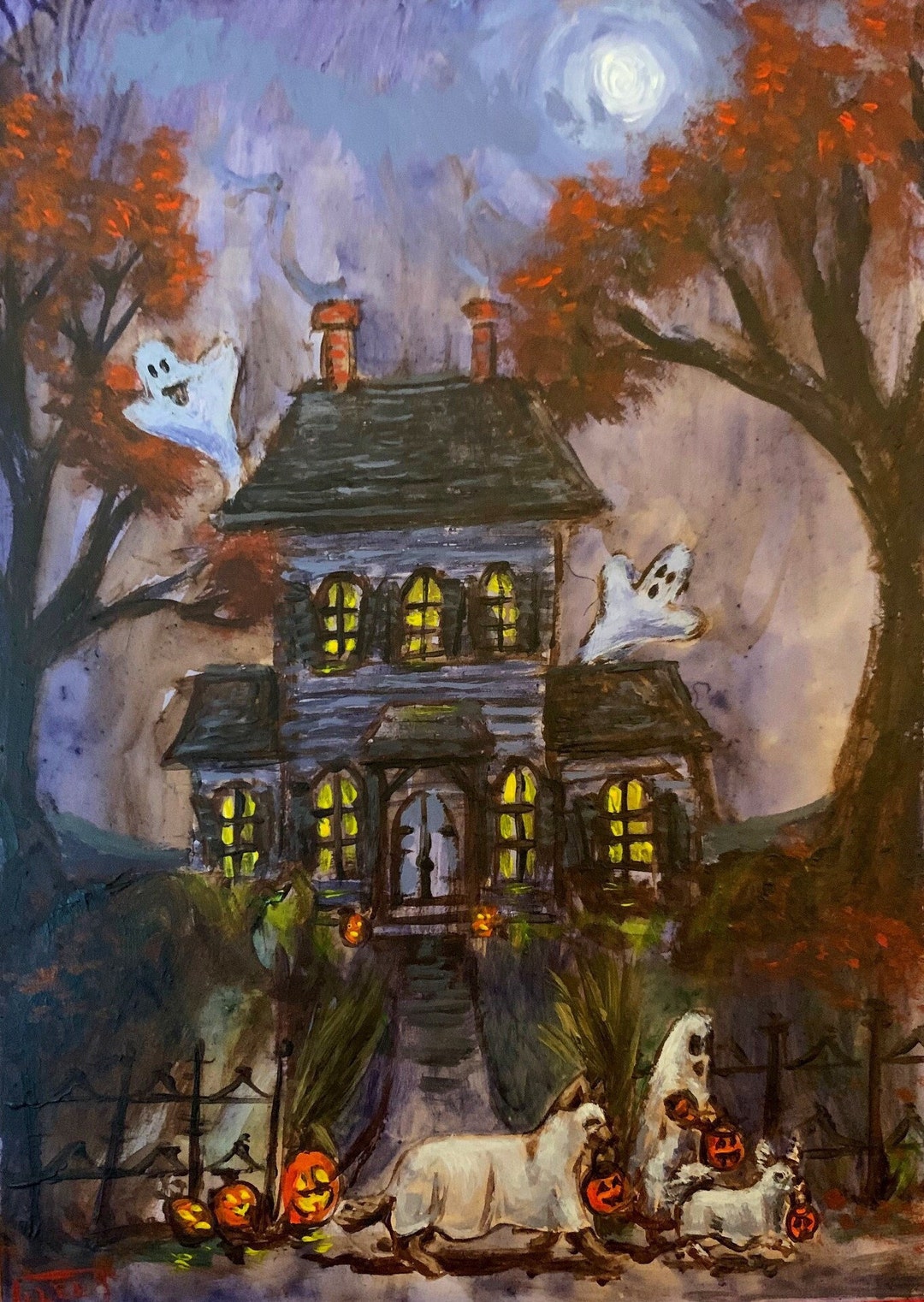 A Halloween Hound Trick or Treat 5x7 Inch Print - Etsy
