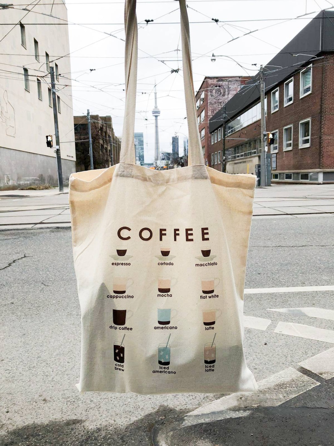 Tote Bag - Coffee Menu Tote Bag, 15" X 16" Long Handle Tote Bag ...