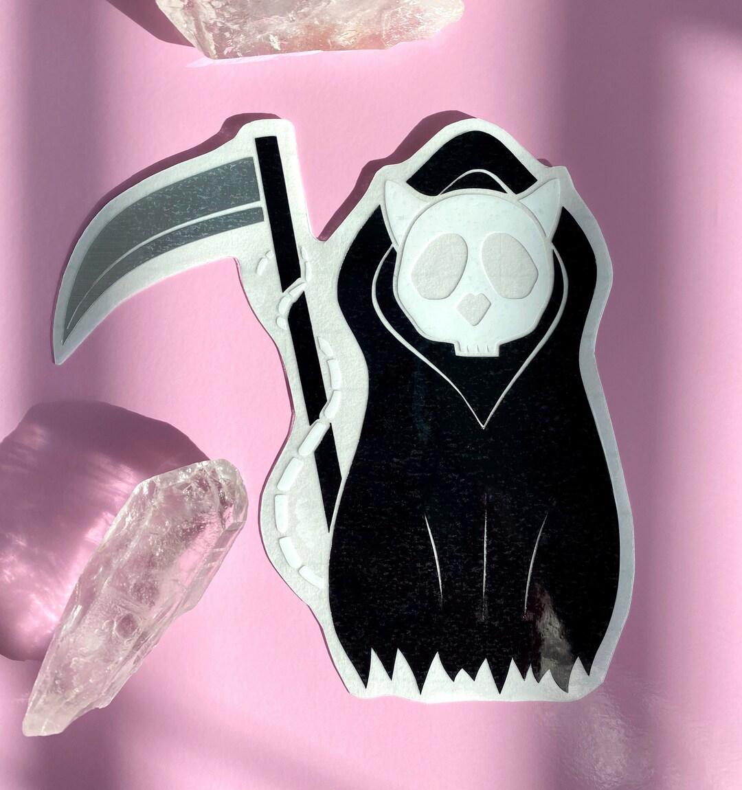 Cat Skull Scythe Grim Reaper Vinyl Decal Sticker - Etsy