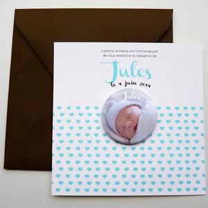 Faire-part naissance jules avec badge et cartel - Etsy France