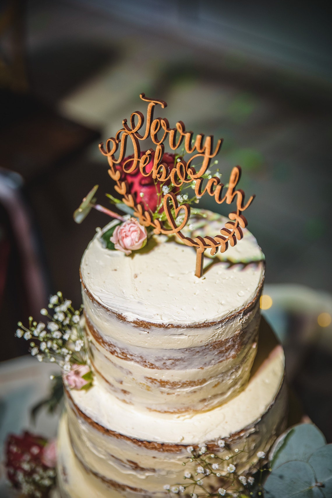 Cake topper mariage bois - Etsy France