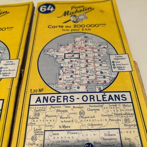 Vintage Pneu Michelin Maps; Carte Michelin; Orleans, Nantes, Limoges ...