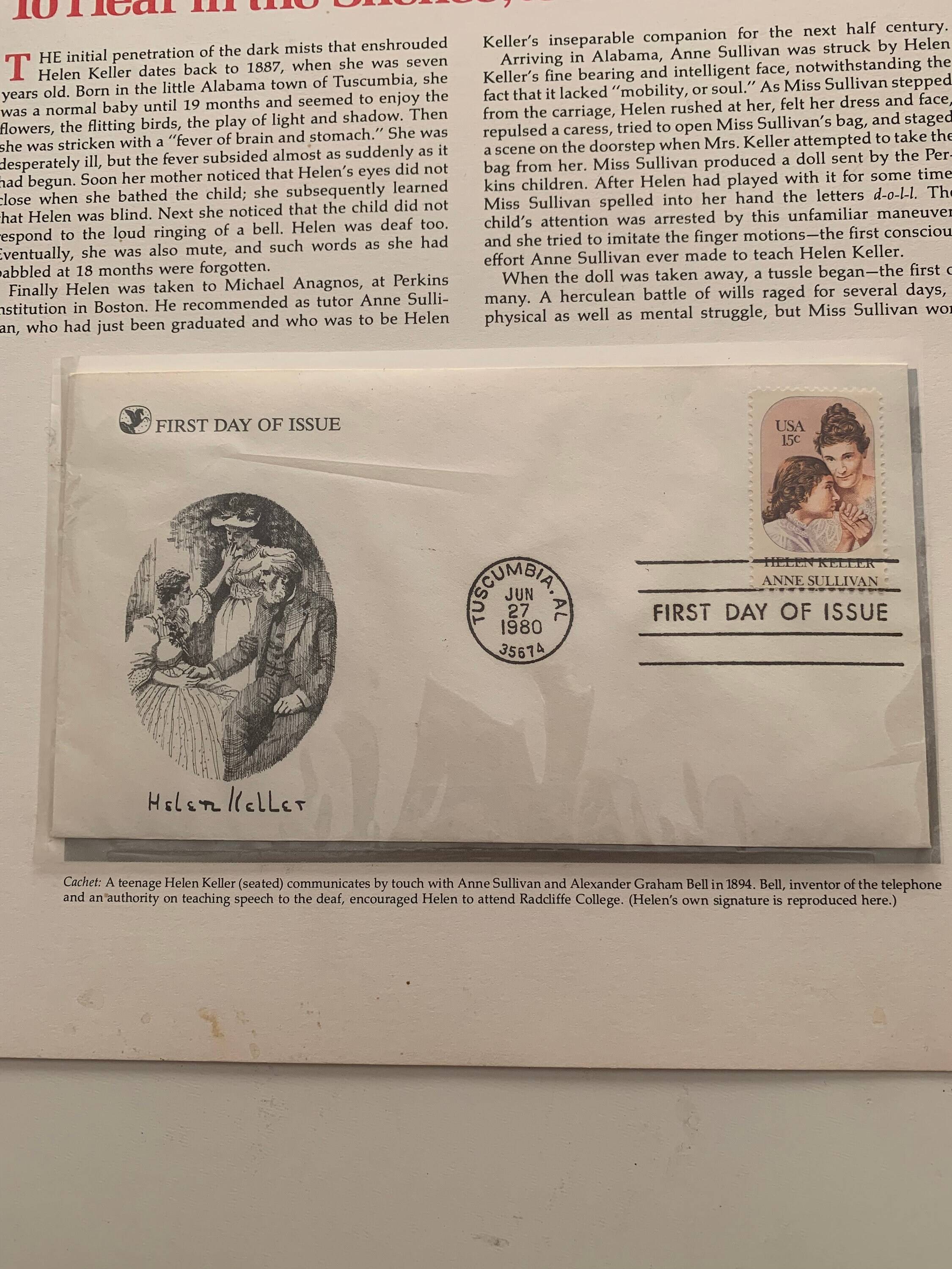 Helen Keller Readers Digest Stamp 1st Day of Issue With Certificate ...