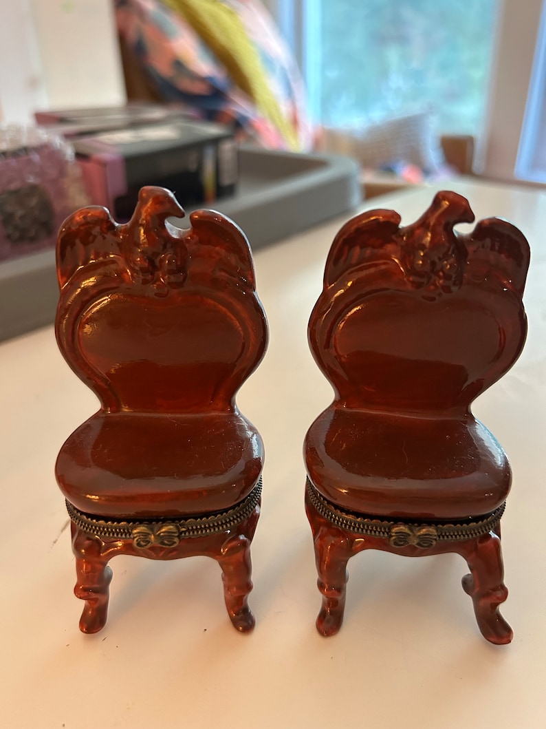 Porcelain Miniature Chair Trinket Boxes Various Sizes and Shapes Mini ...