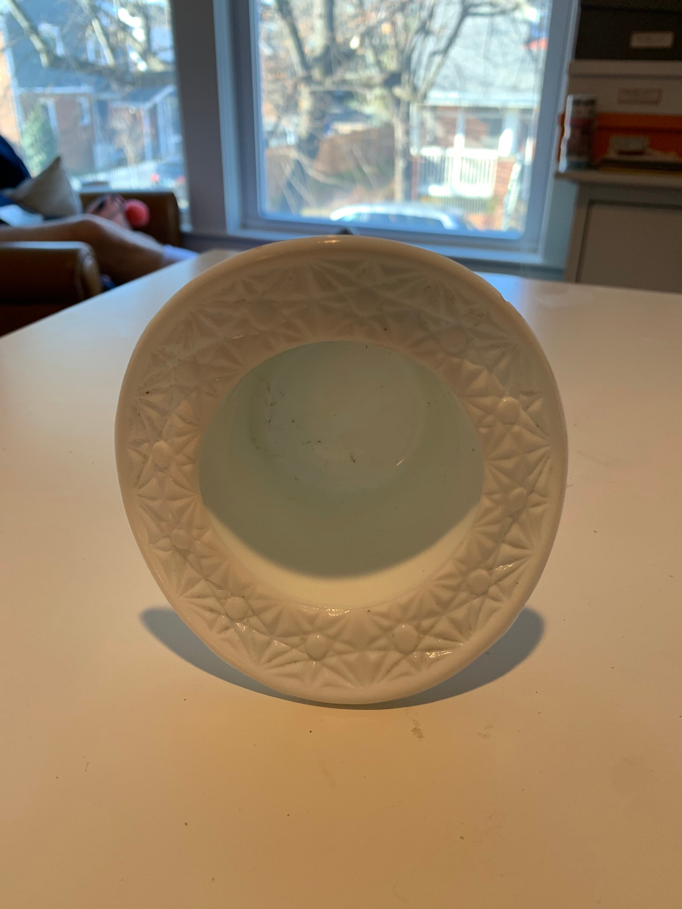 Vintage Fenton Glass Top Hat in White Milk Glass With Daisies & Buttons ...