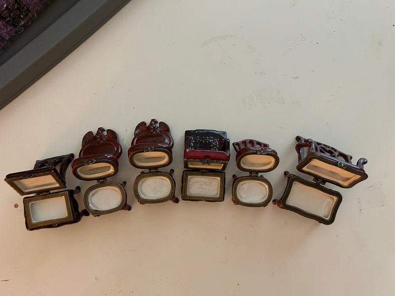 Porcelain Miniature Chair Trinket Boxes Various Sizes and Shapes Mini ...