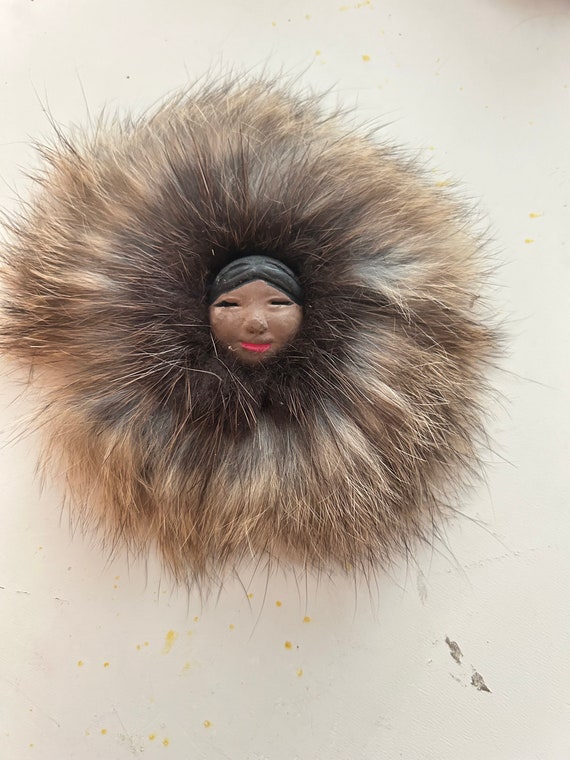 Vintage Eskimo Inuit Alaska Aboriginal Face Brooch Pi… - Gem