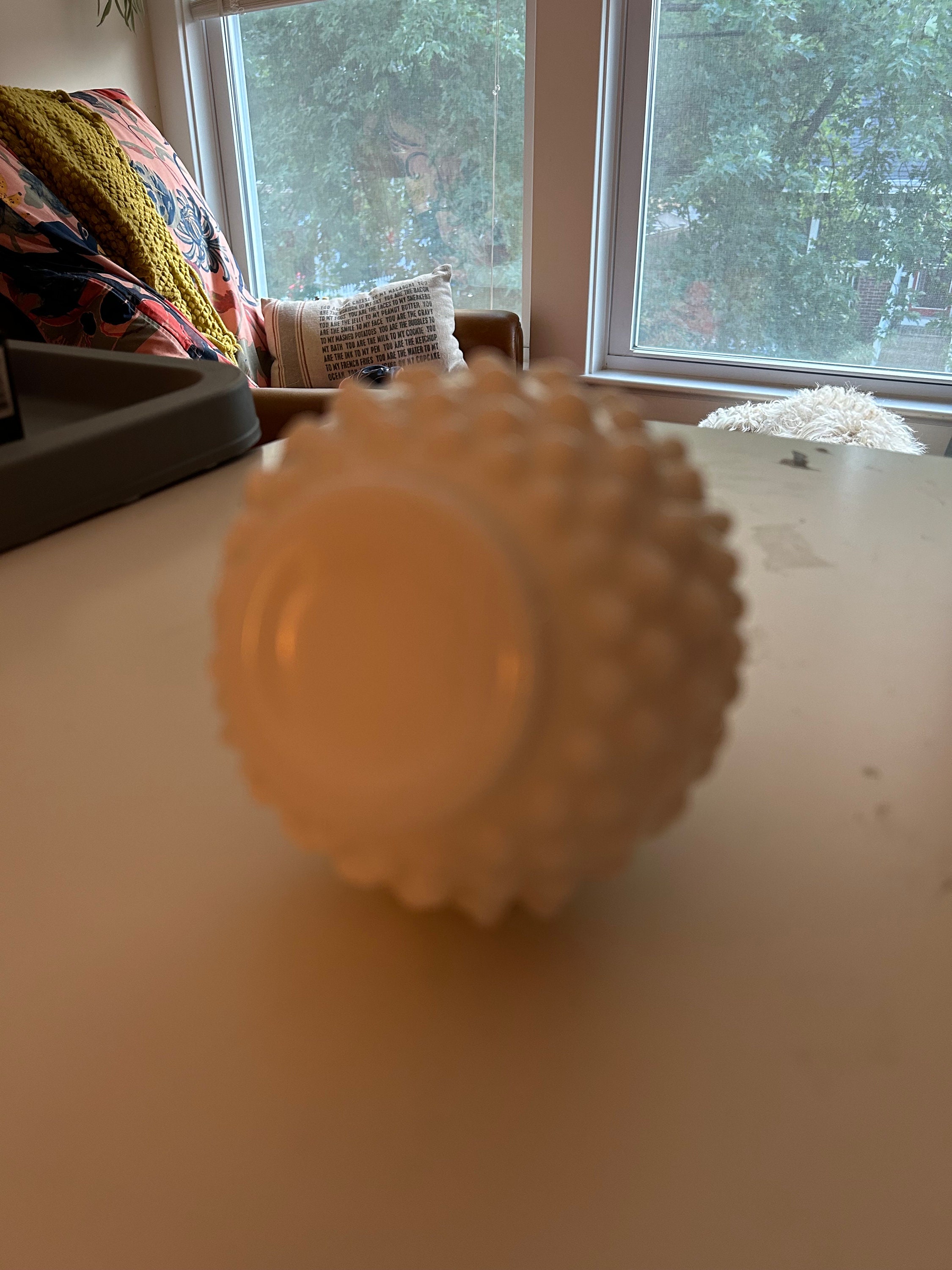 Vintage Anchor Hocking Hobnail Perfume Bottle Milk Glass Cologne Bottle ...