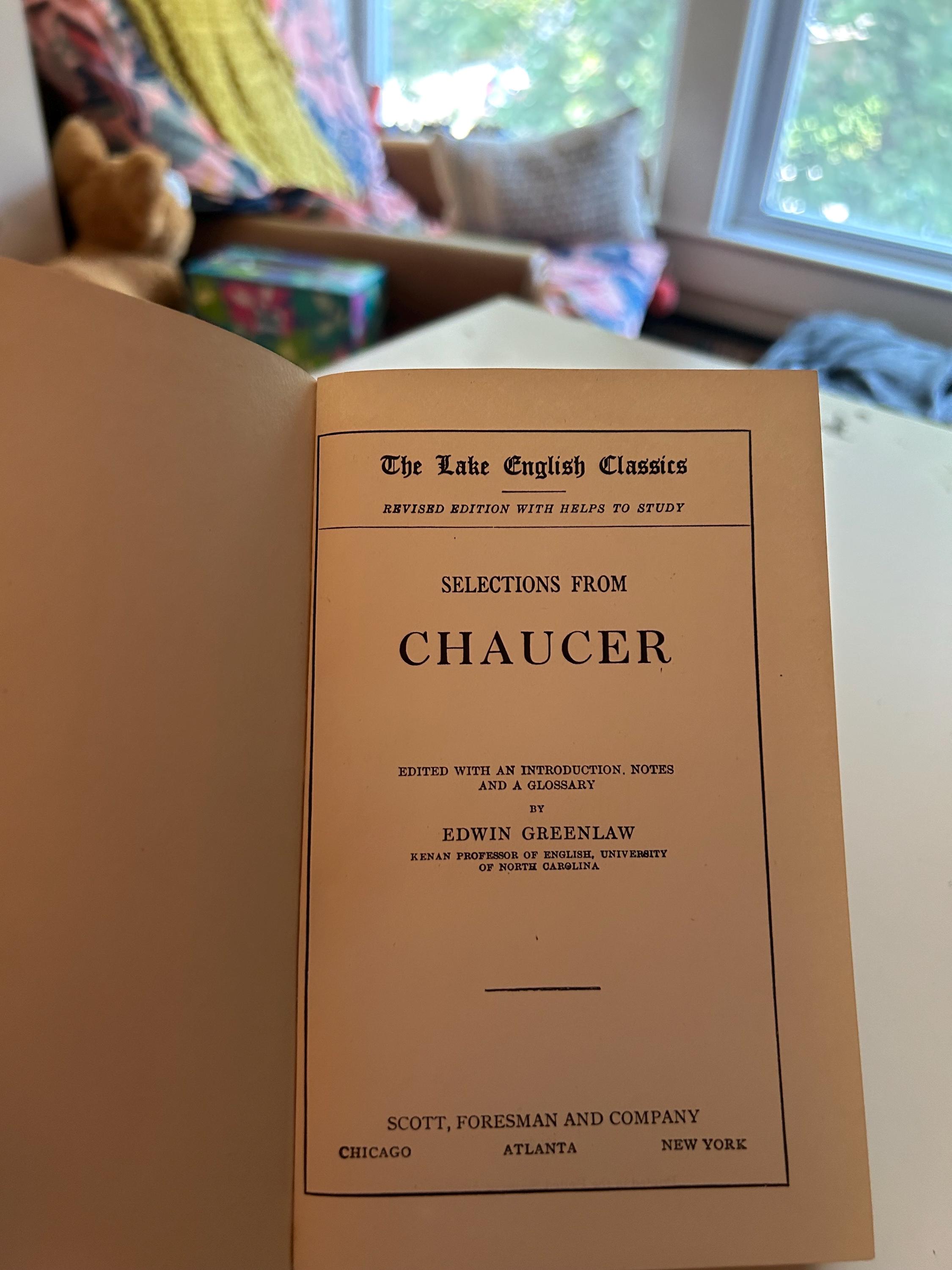 Rare Book: the Lake English Classics, Selections From Chaucer; Edited ...