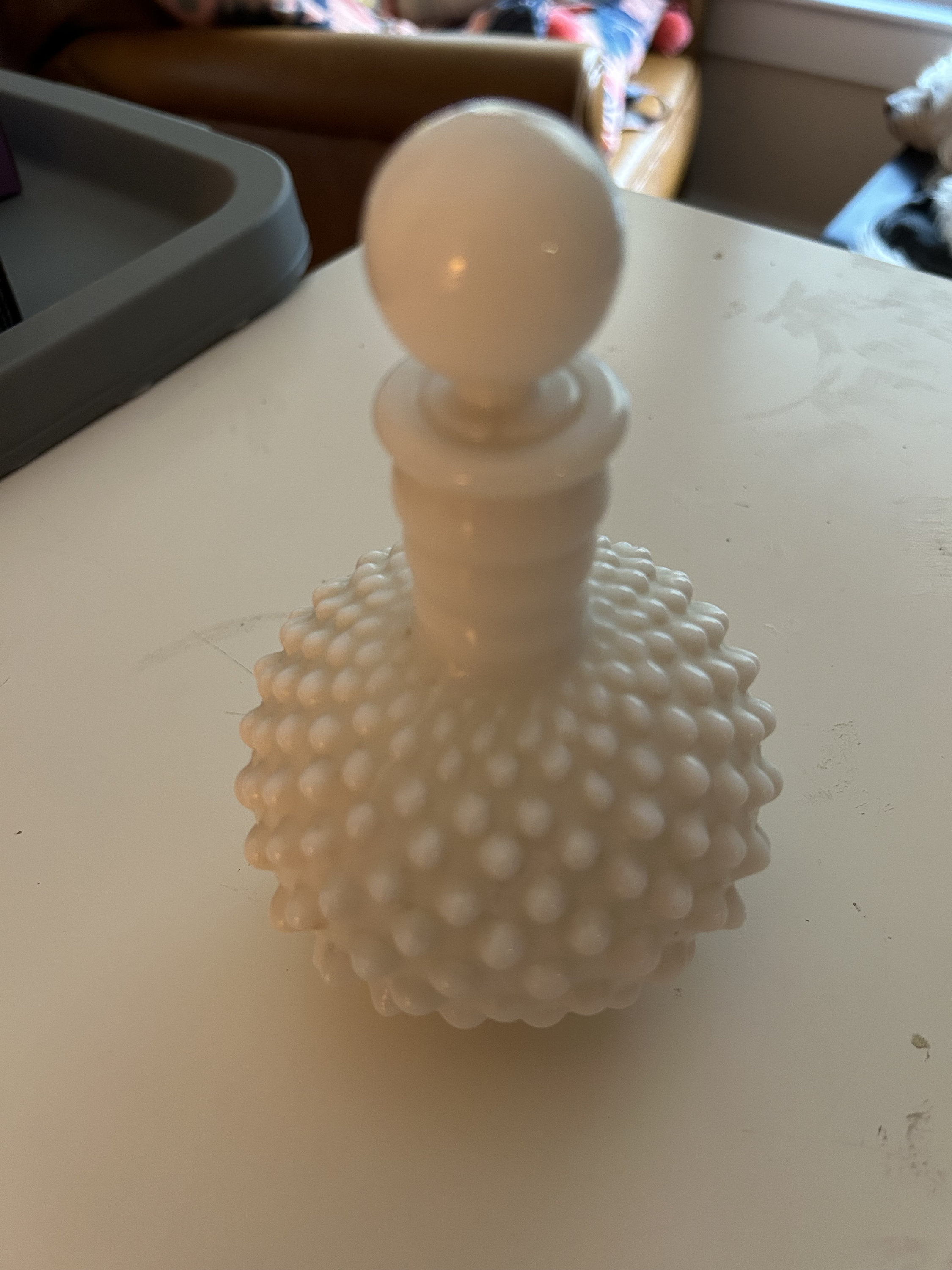 Vintage Anchor Hocking Hobnail Perfume Bottle Milk Glass Cologne Bottle ...
