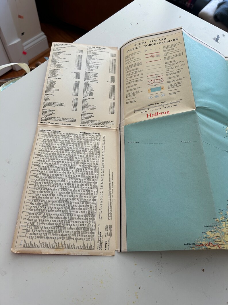 1974 Vintage Northern Europe Hallwag Map Published in Bern, Switzerland ...