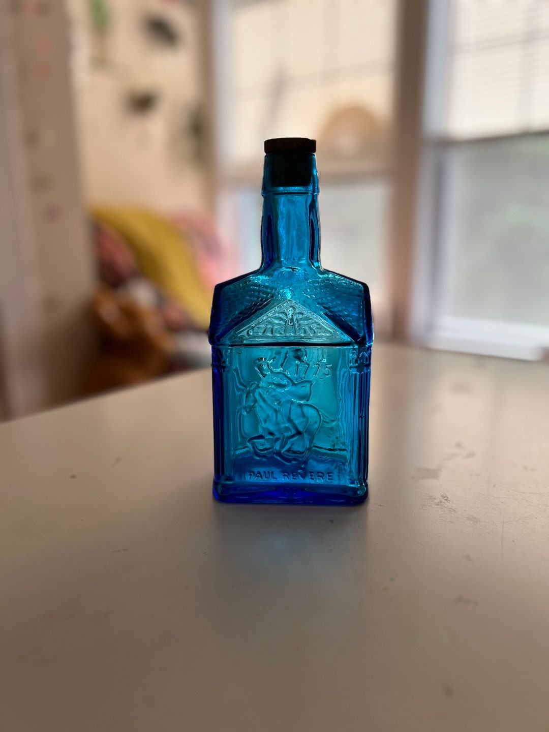 Vintage Wheaton Glass Company Blue Glass Rectangle Paul Revere Bottle ...