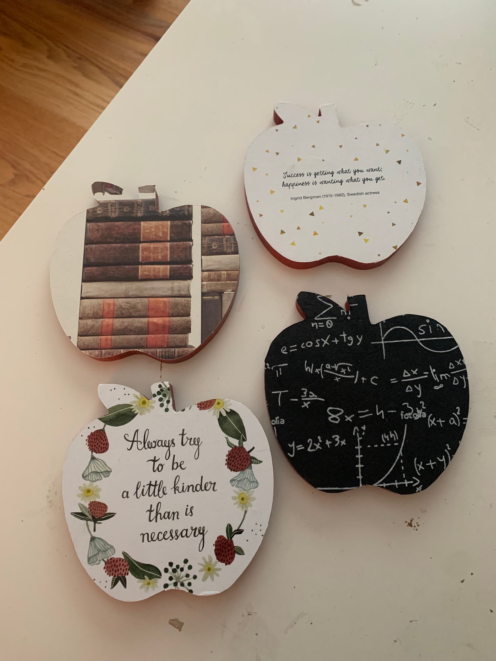 Upcycled, Decoupaged Apples Wood Decor, Desk Decor, Teacher Gift, Home ...