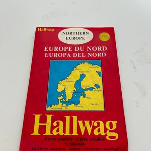 1974 Vintage Northern Europe Hallwag Map; Published in Bern ...
