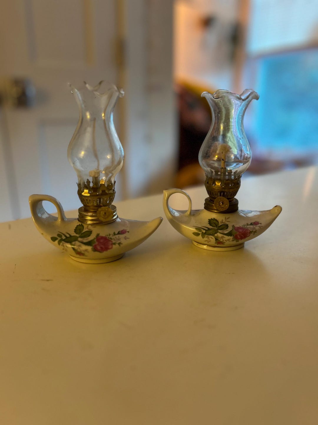 Vintage Small Genie Style Ceramic Oil Lamp; Small Oil Lamp; Oil Lantern ...