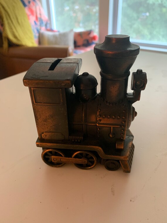 Vintage Metal Train Locomotive Copper Miniature Bank - Etsy