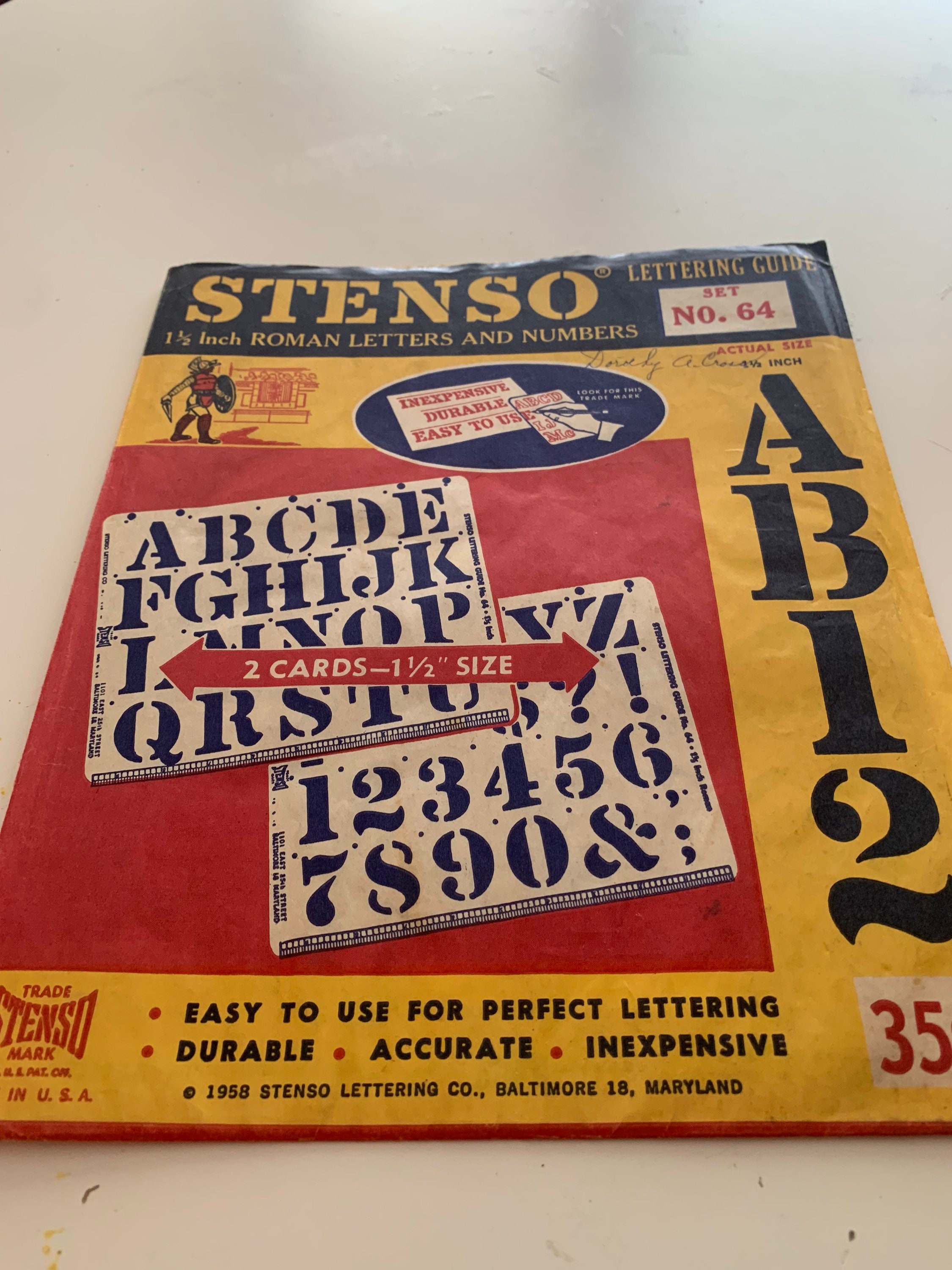 Vintage Stenso Roman Letters and Numbers Lettering Guide Sets No 44 ...