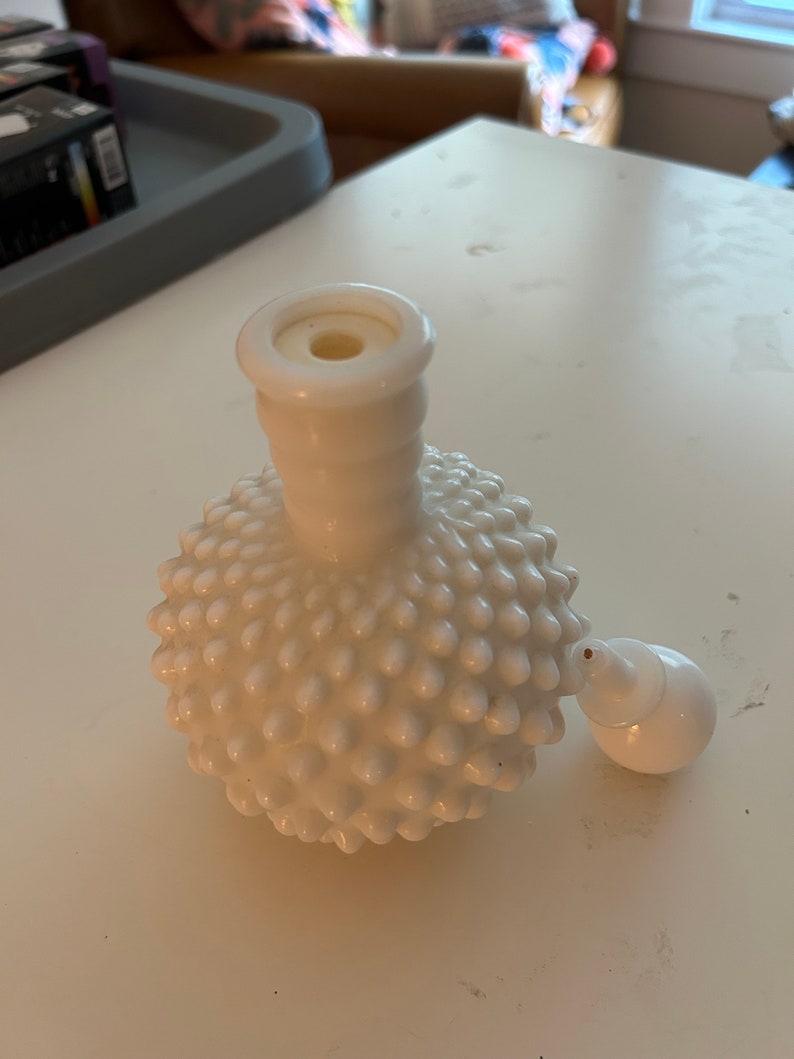 Vintage Anchor Hocking Hobnail Perfume Bottle Milk Glass Cologne Bottle ...