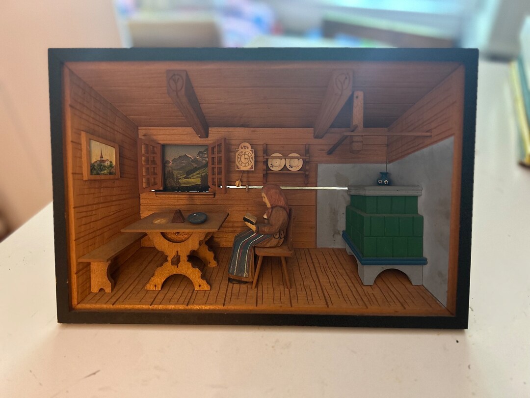 Vintage German Wood 3D Diorama Vintage Shadow Box Scene in Relief ...