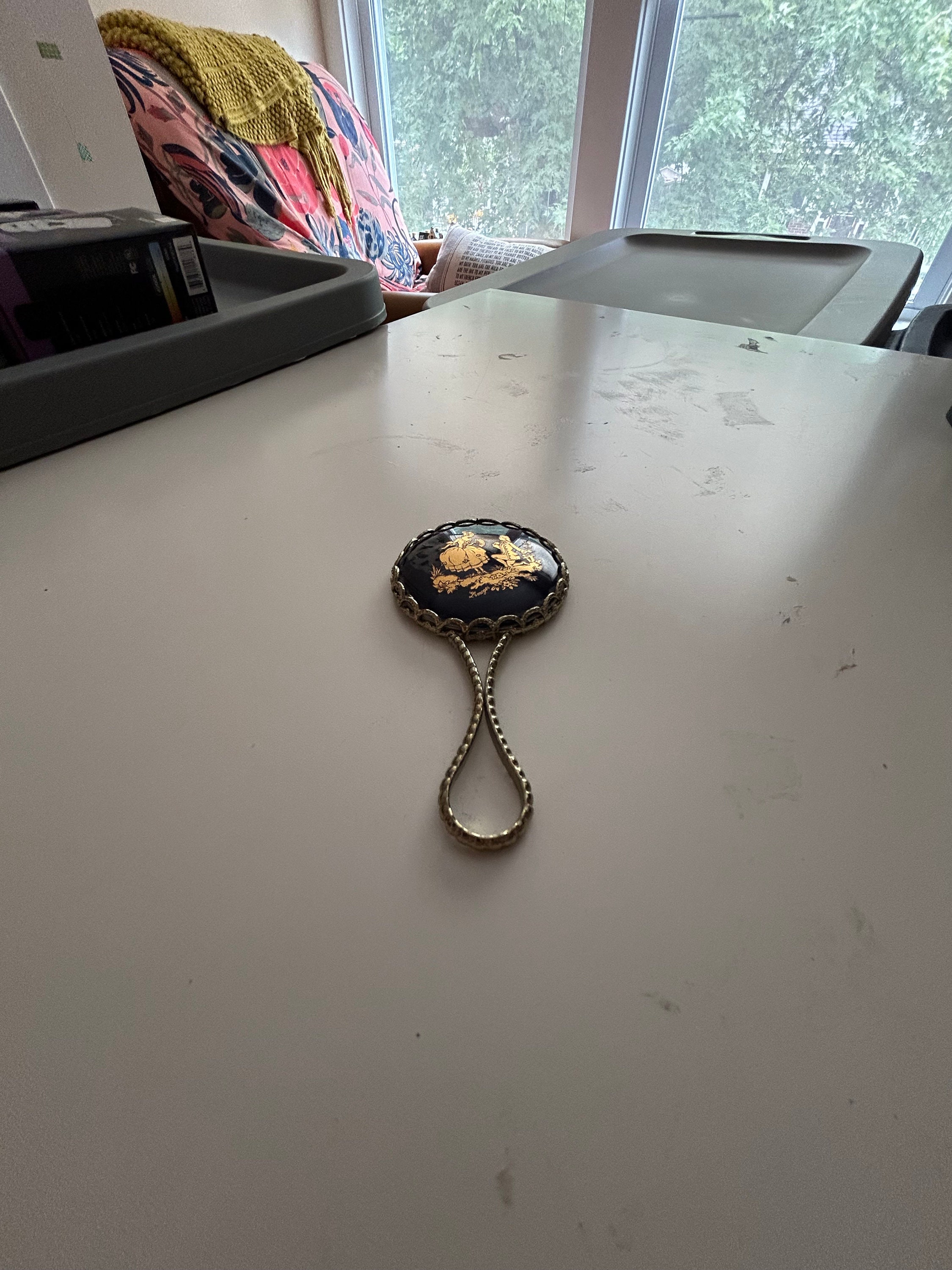 Vintage Limoges Signed Cobalt Blue Hand Mirror Round Pocket - Etsy