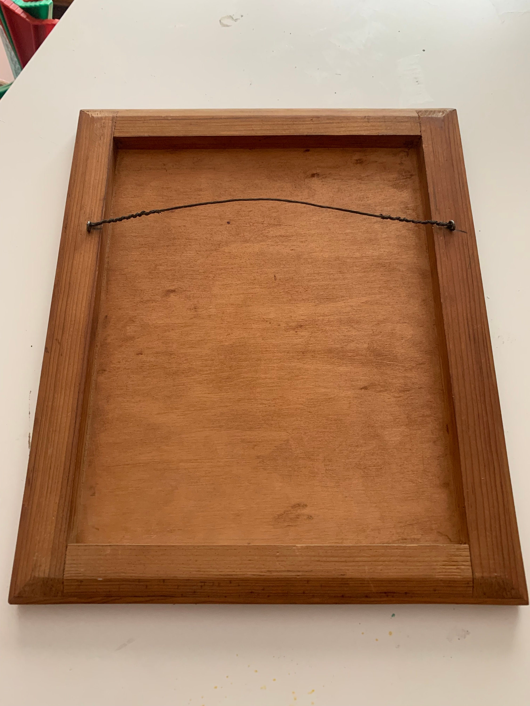 Vintage Inlaid Wood Marquetry Art Church Scene With Village, Men and ...