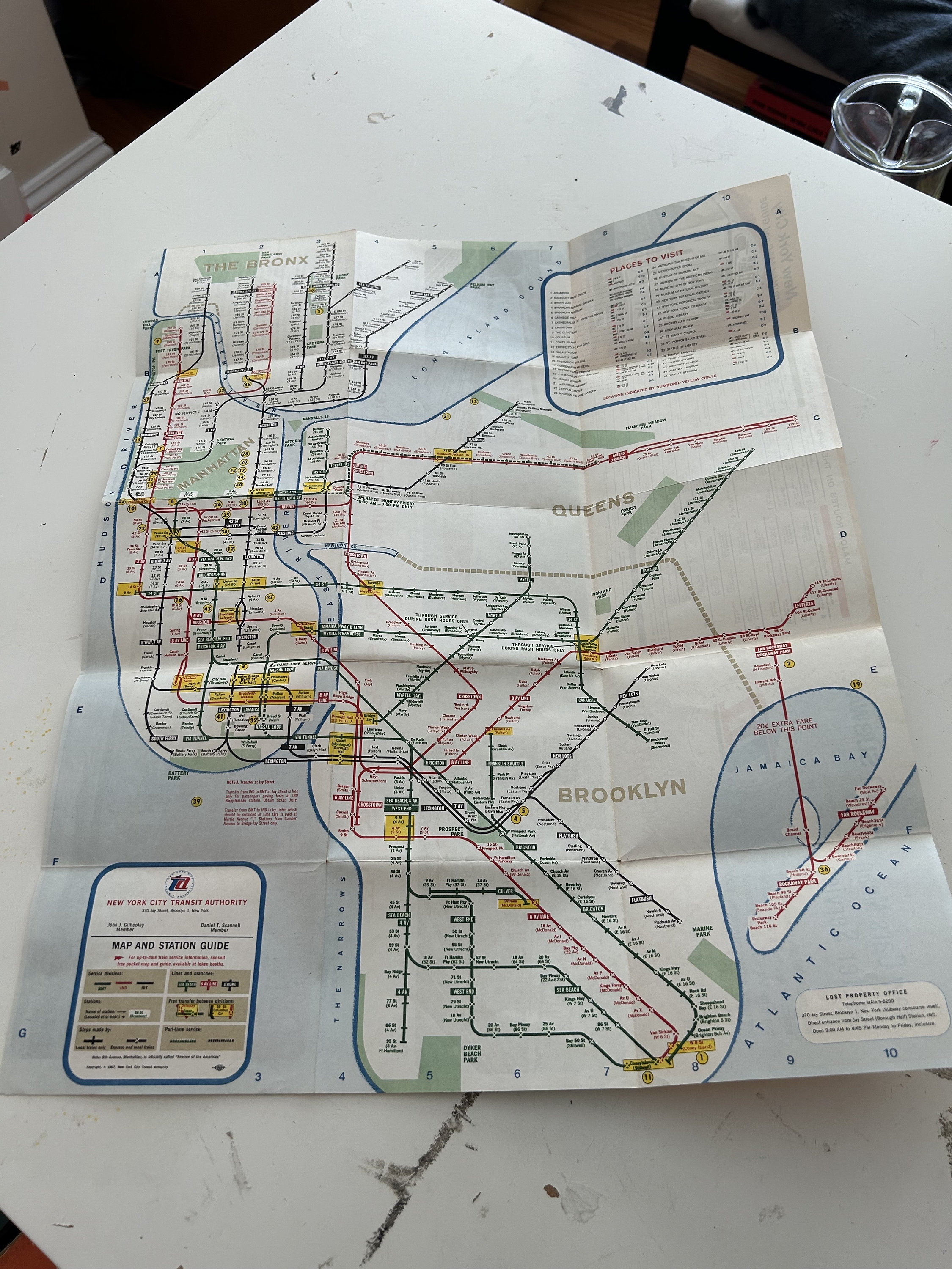 1967 New York City Subway Map and Guide NYC Transit Authority Route Map ...