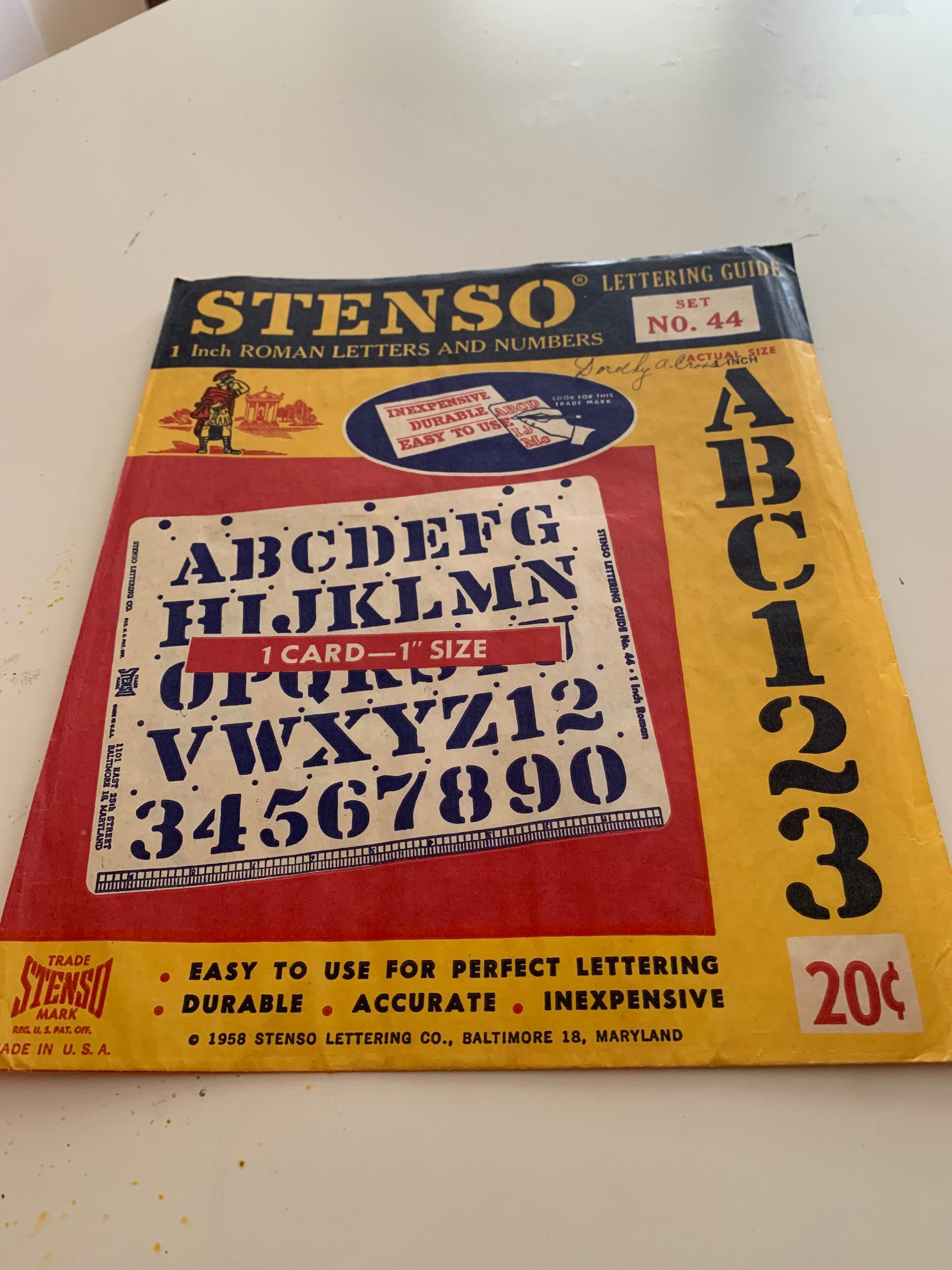Vintage Stenso Roman Letters and Numbers Lettering Guide Sets No 44 ...