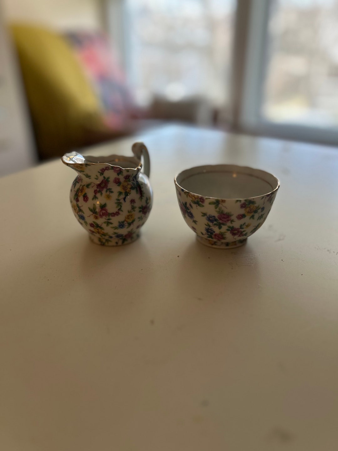 Vintage Trimont China Multi-floral Sugar and Creamer Set; Made in ...