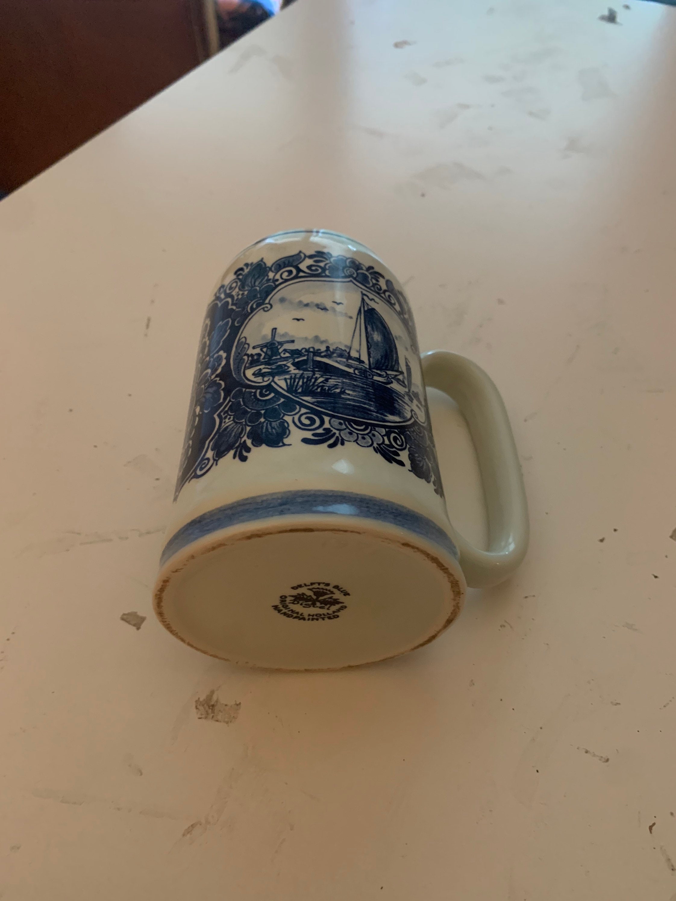 1970's Vintage Delft's Blue Made in Holland Heavy Ceramic Mug Windmill ...