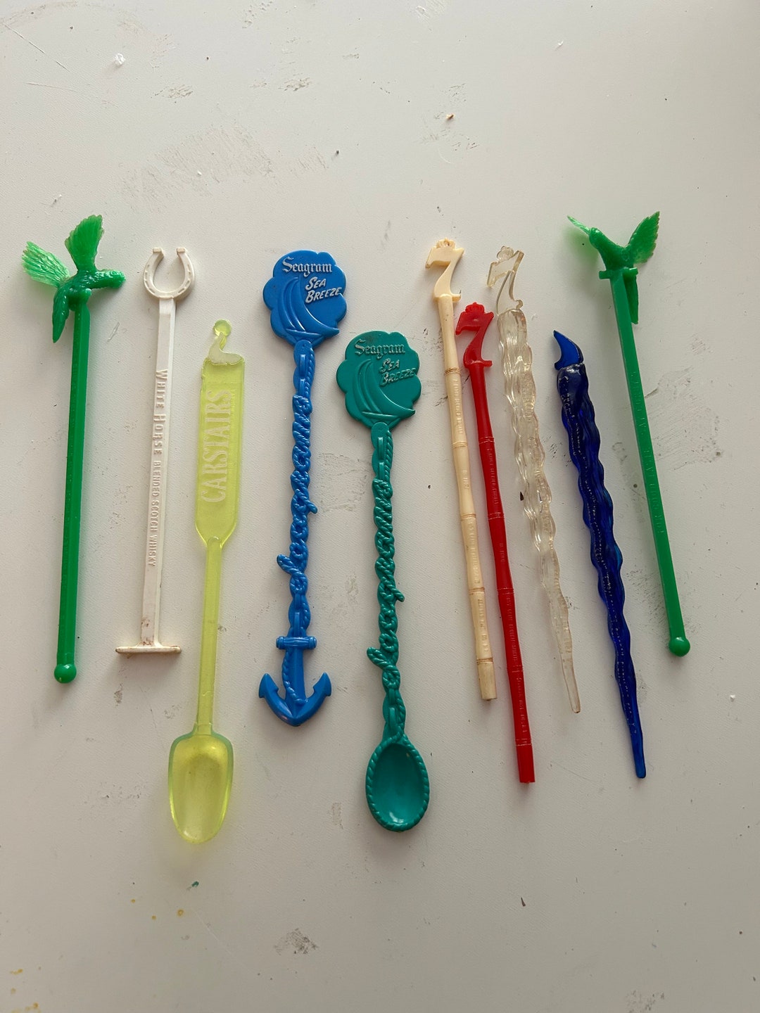 Vintage Liquor Brand Swizzle Sticks, Set of 11; Seagrams, White Horse ...