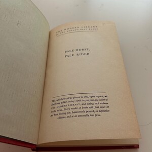 Rare Book: Pale Horse, Pale Rider by Katehrine Ann Porter; the Modern ...