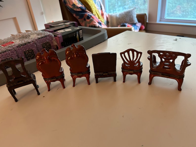 Porcelain Miniature Chair Trinket Boxes Various Sizes and Shapes Mini ...
