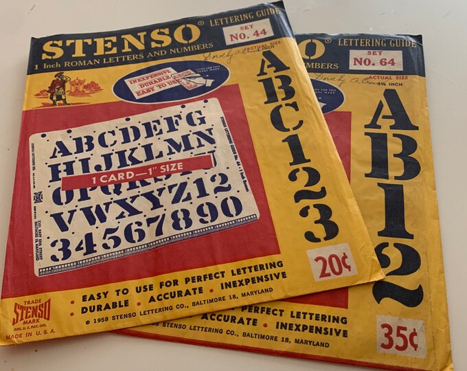 Vintage Stenso Roman Letters and Numbers; Lettering Guide; Sets No 44 ...
