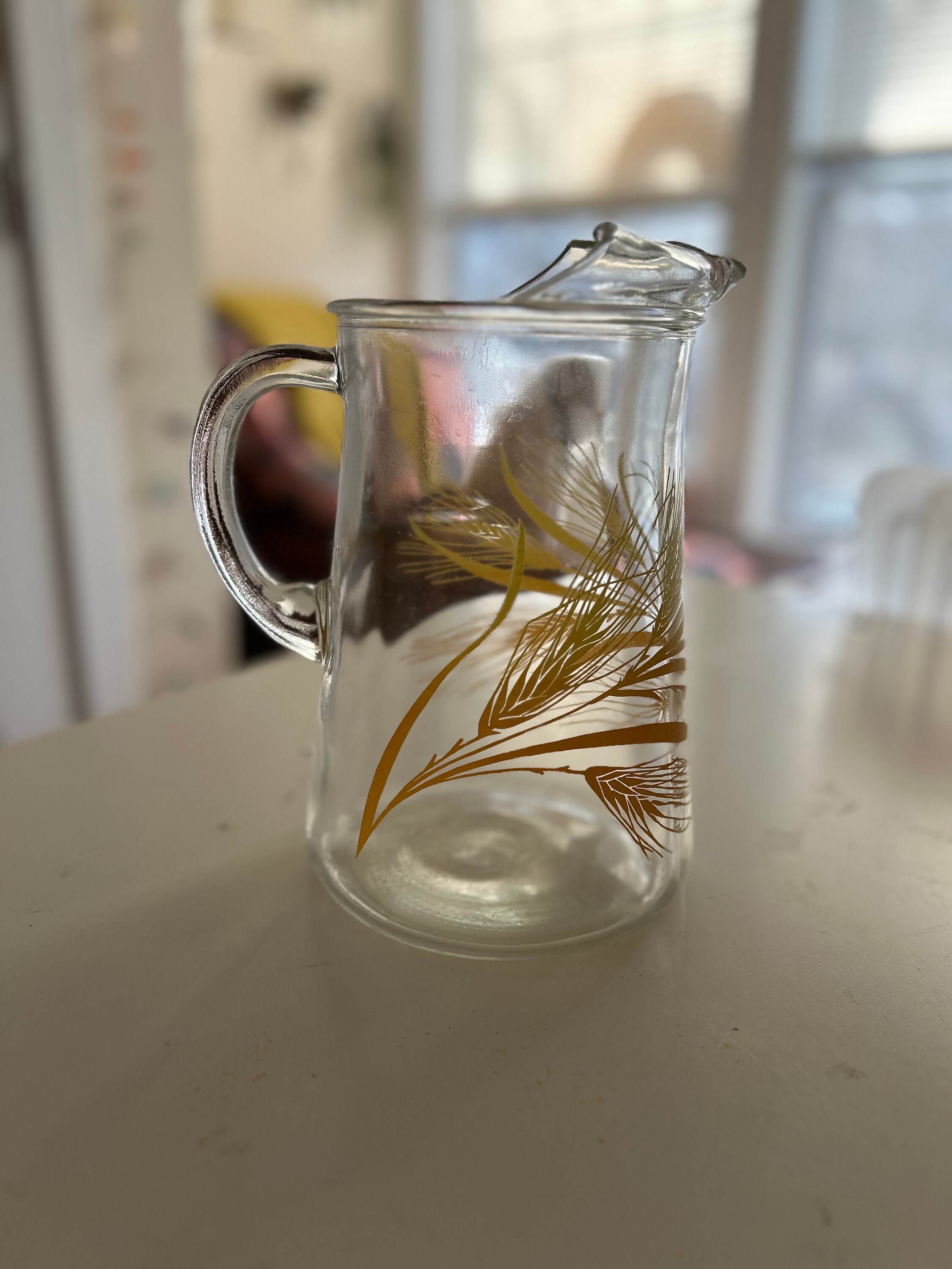 Vintage Libbey Wheat Juice Pitcher; Golden Harvest Orange and Yellow ...