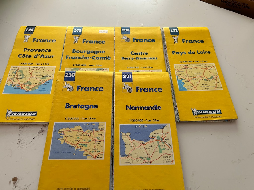Vintage Michelin Maps; Bretagne, Normandie, Pays De Loire, Centre ...