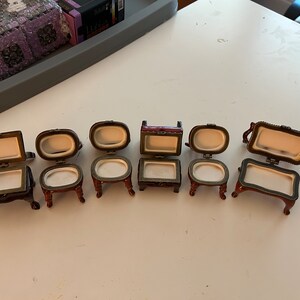 Porcelain Miniature Chair Trinket Boxes; Various Sizes and Shapes; Mini ...