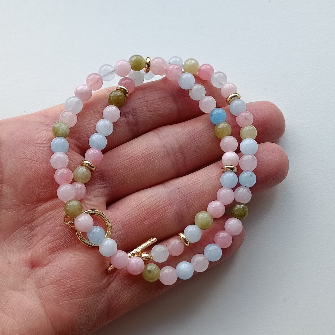 Morganite Beryl Necklace, Multi Colors Necklace, Summer Jewelry ...