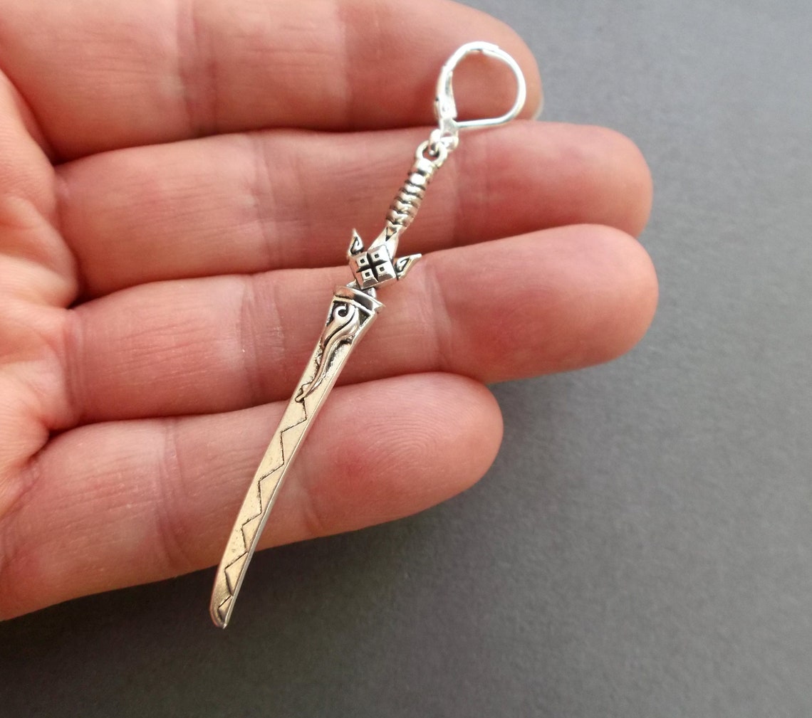 One Long Earring Weapon Spear Two-sided Sword Saber Melee | Etsy