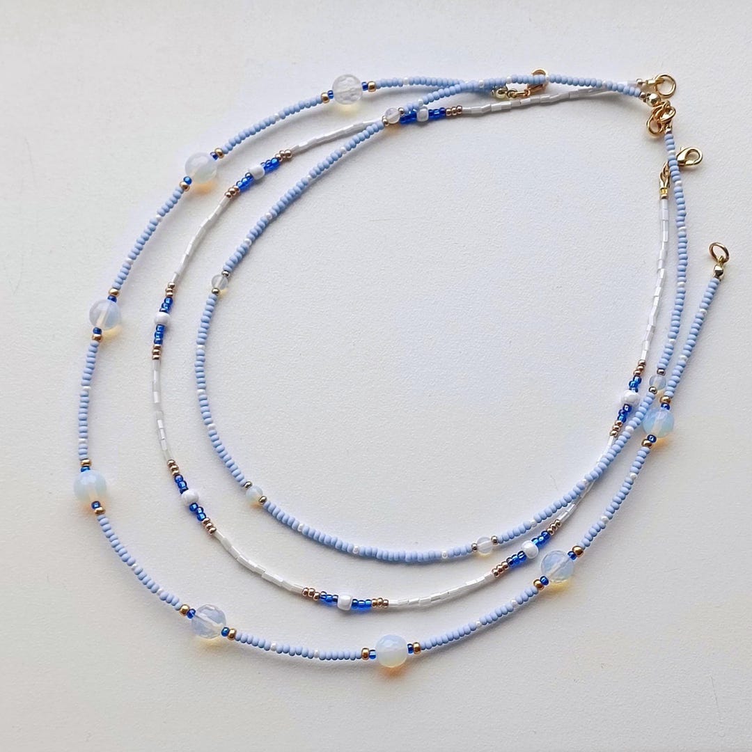 Necklaces in Pastel Light Blue Tones, Dainty Delicate Light Blue ...
