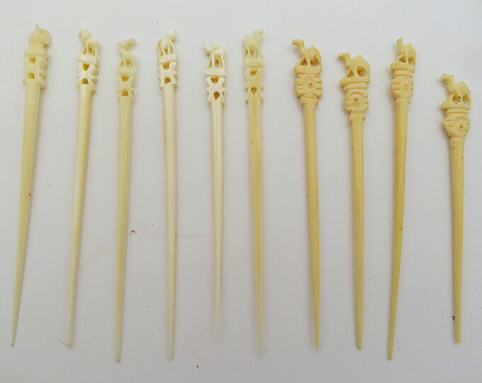 10 Vintage Indian Carved Bone Hors D'oeuvres Appetizer Picks - Etsy
