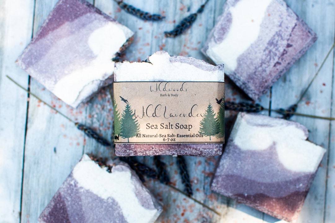 Lavender Sea Salt Soap Bar Natural Salt Bar Kitchen Cleansing Hand Soap ...