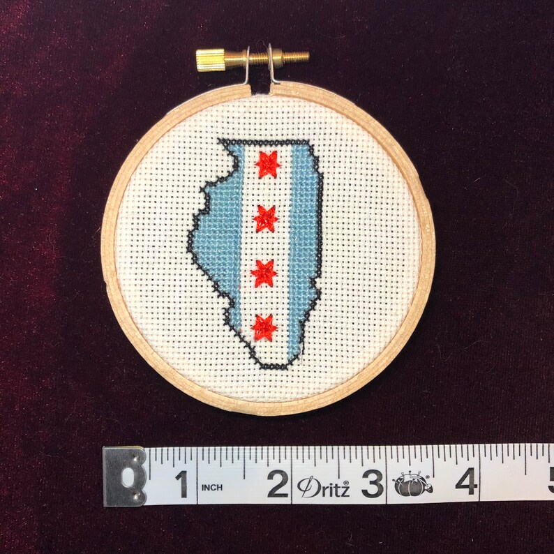 Illinois Outline - Chicago Flag - Cross Stitch - Etsy