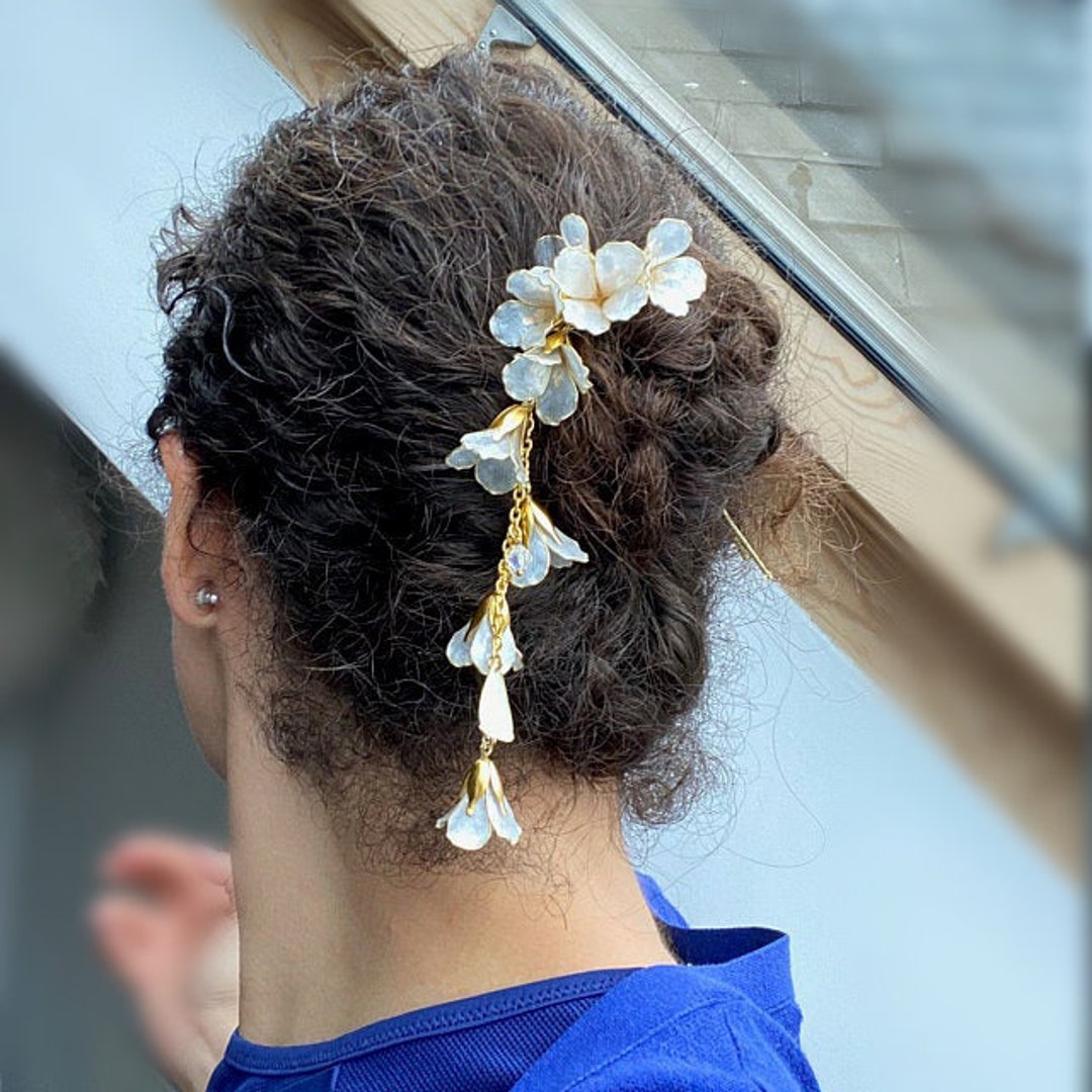 Hairpin Hair Stick Dangle Resin Japanese Tsumami Kanzashi Gold - Etsy