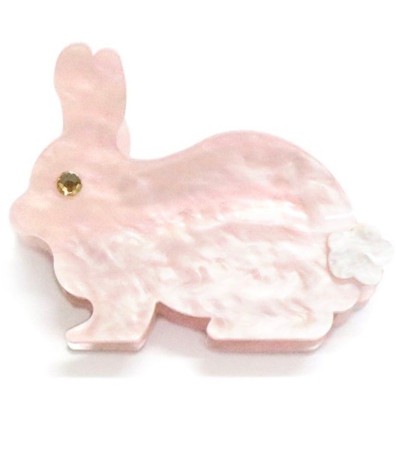 Bunny Tales Marble Pink Hair Claw Clip With Rhinestone Eyes - Etsy