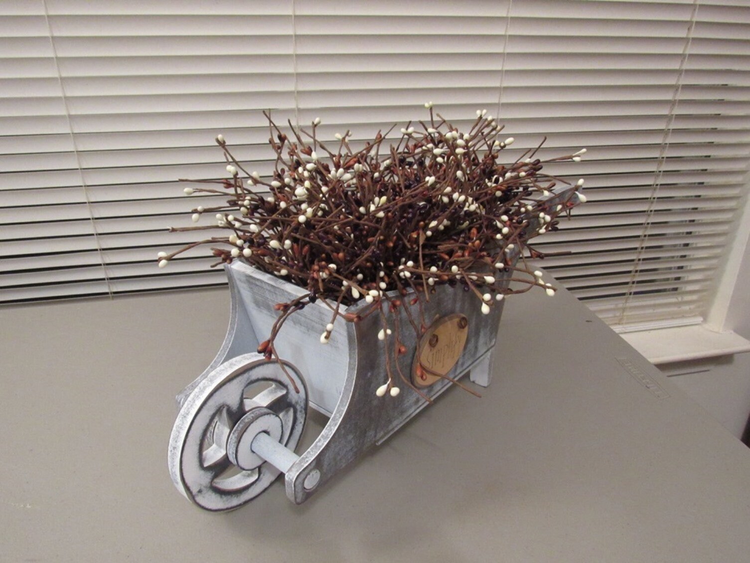 Rustic Wooden Wheelbarrow- Primitive Farmhouse Home Décor- Pip Berry ...