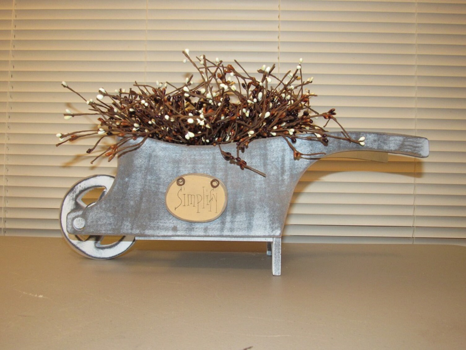 Rustic Wooden Wheelbarrow Primitive Farmhouse Home Décor Pip Berry ...