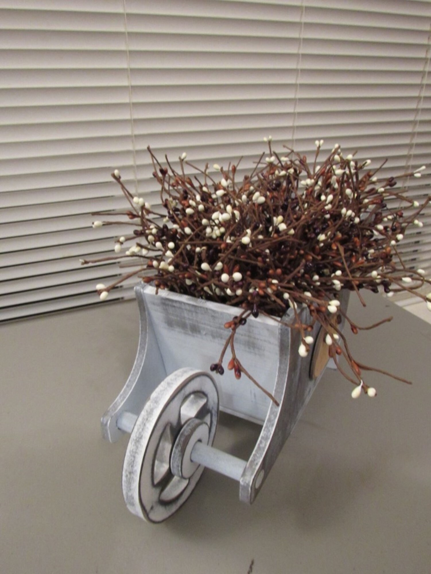 Rustic Wooden Wheelbarrow- Primitive Farmhouse Home Décor- Pip Berry ...