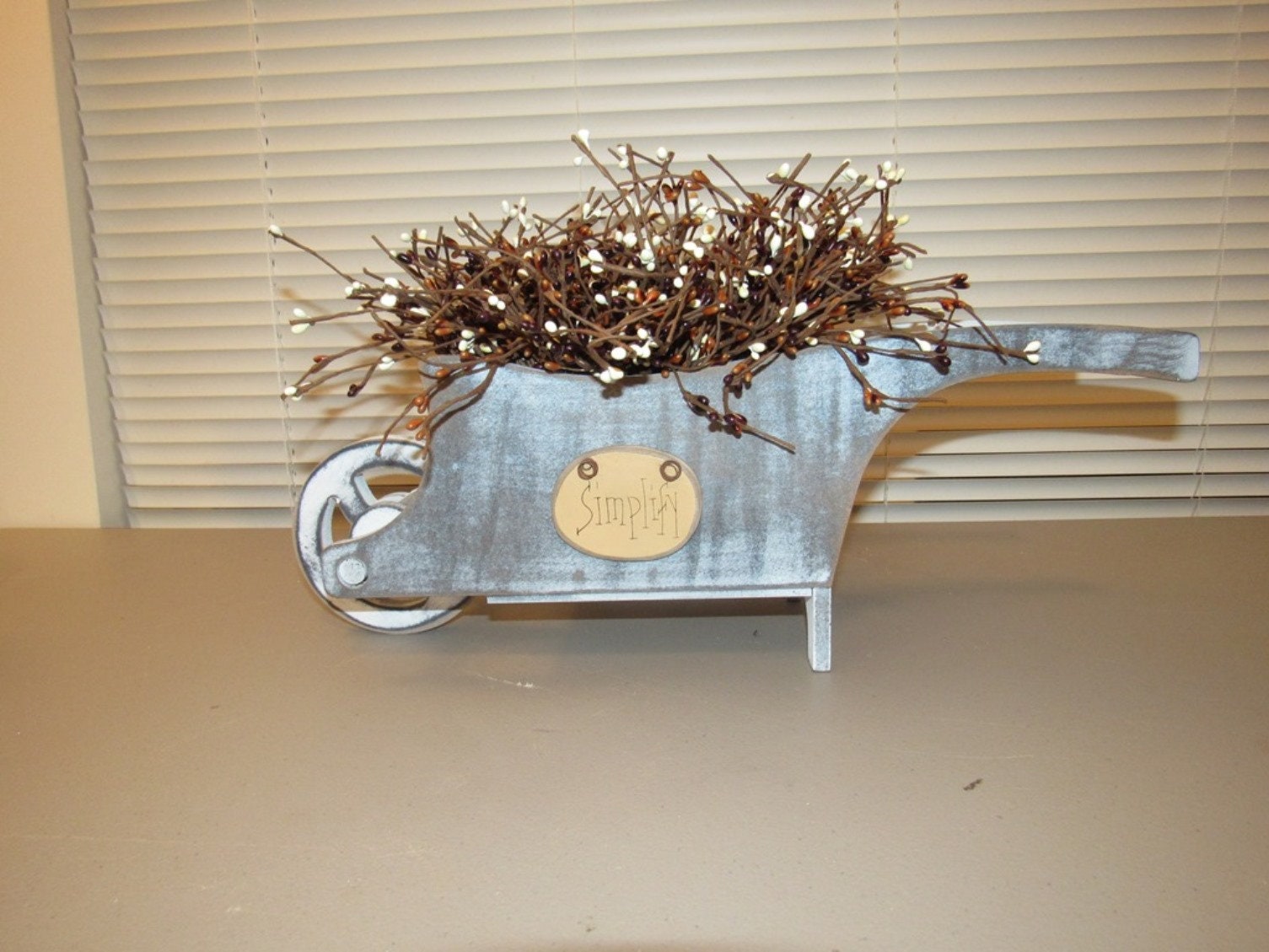 Rustic Wooden Wheelbarrow Primitive Farmhouse Home Décor Pip Berry ...