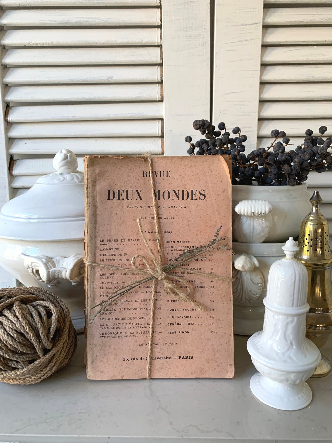 FRANCE Old French Book, Bound, With Lavender, French Book With Flower ...